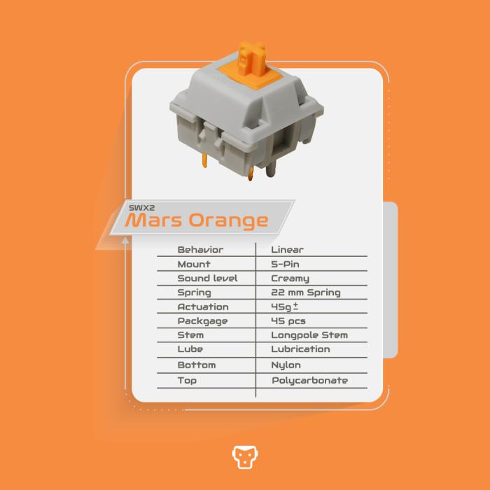 Mars Orange Switch Linear – สวิตช์คีย์บอร์ดสัมผัส Creamy สุดพรีเมียม ...